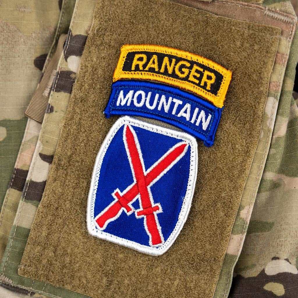 10th Mountain Division Velcro Patch, Army 2Tabs Sewn with Velcro