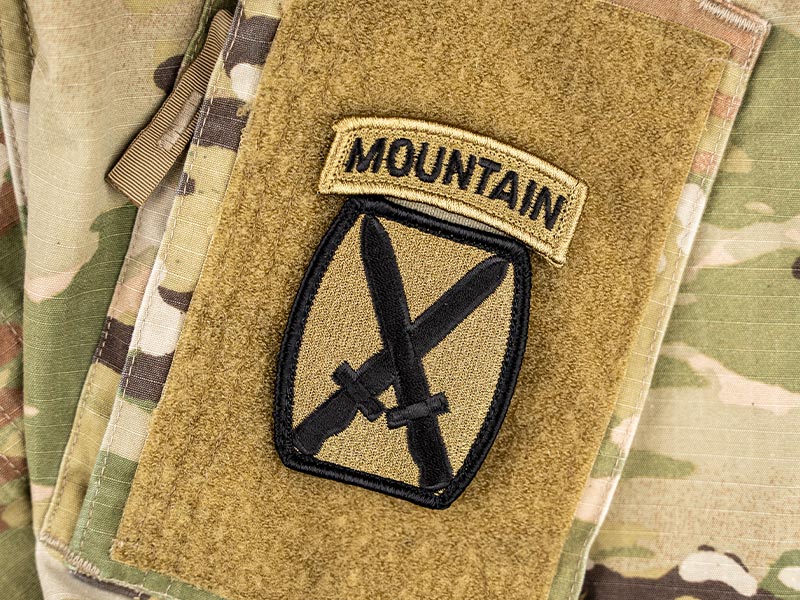 10th Mountain Patch and Tab Sewn With Velcro